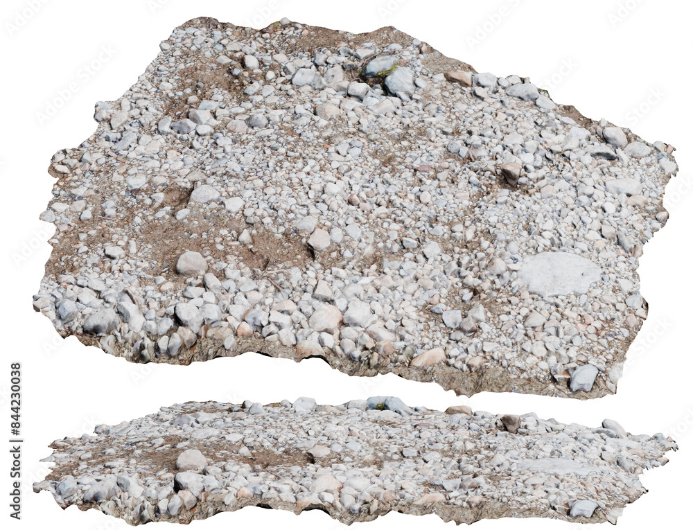 Isolated PNG cutout of a Rocky ground in the mountains, rocky soil on a ...