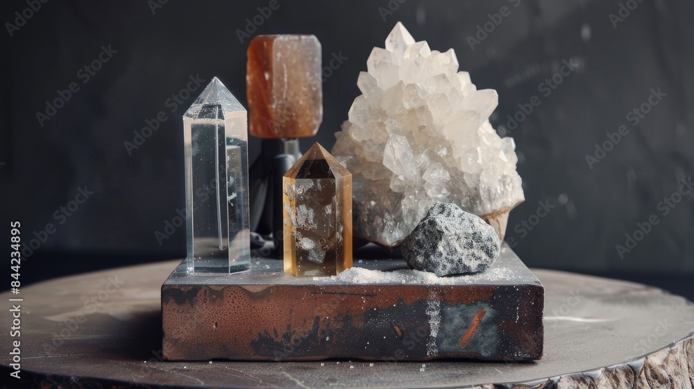 Elements of Calcium Fluorine and Iron showcased as decorative items ...