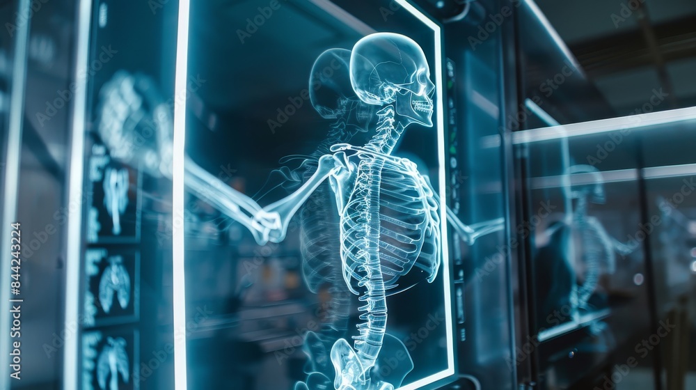 A full-body x-ray of a real person, highlighting transparent skeletal ...