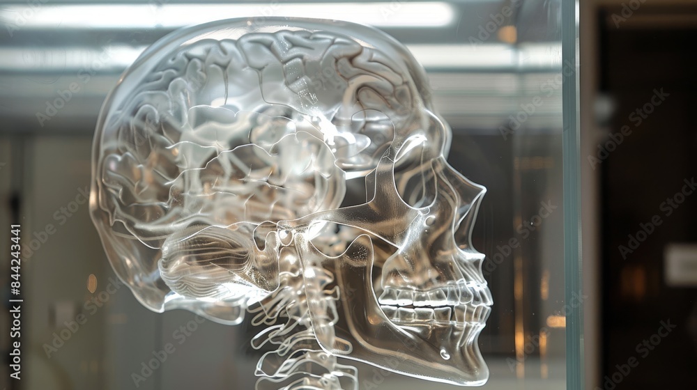 A detailed x-ray of a real person's head, showing transparent skull ...