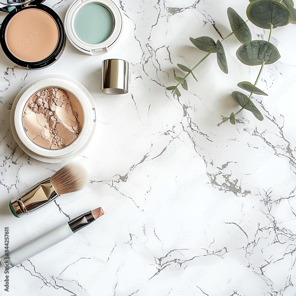- Design a cosmetic-themed background with a white marble texture and ...