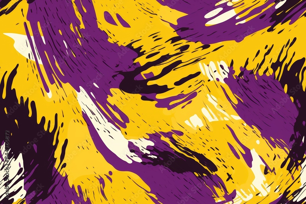 Vibrant abstract art with bold yellow and purple brush strokes creating ...