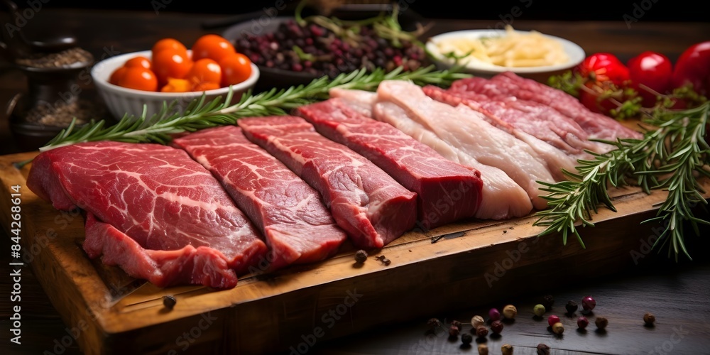 Exquisite Presentation of Various Fresh Cuts of Meat for Butchers ...