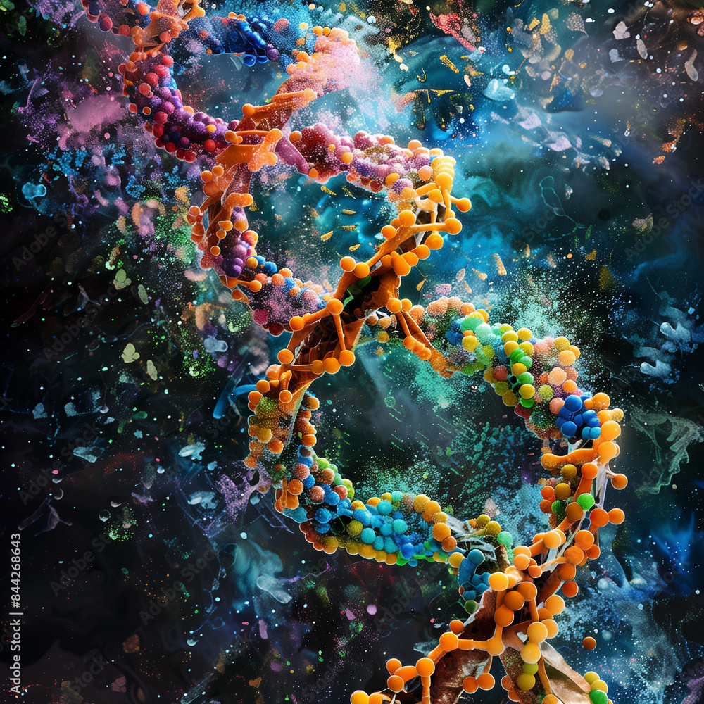 high-resolution, scientific illustration of ribonucleic acid (RNA ...