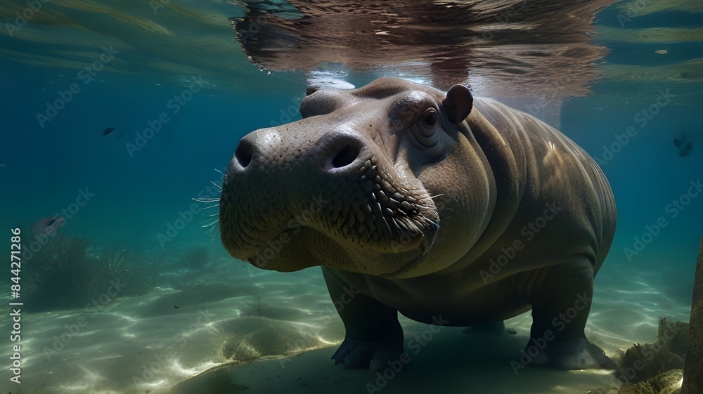 hippopotamus swimming in the water, Baby hippo under water, An ...