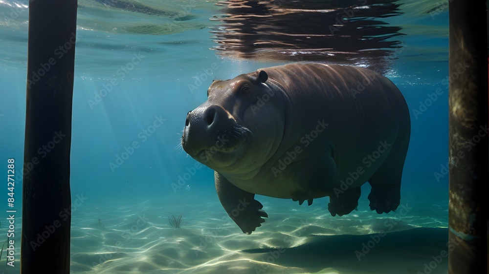 hippopotamus swimming in the water, Baby hippo under water, An ...
