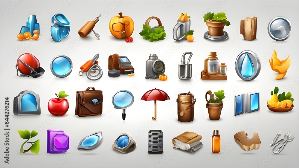 Once the icons are rendered, isolate each icon on a transparent PNG ...