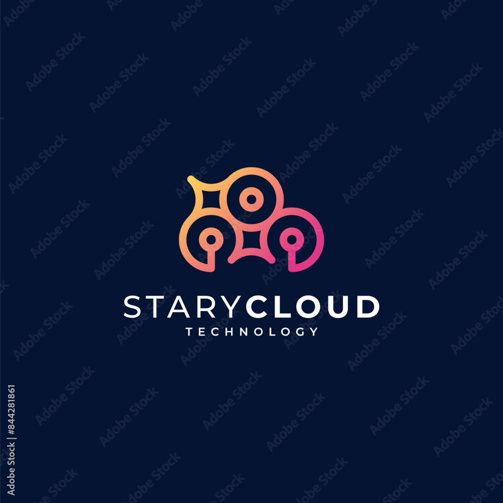 collection of technologically advanced data and storage center logos ...