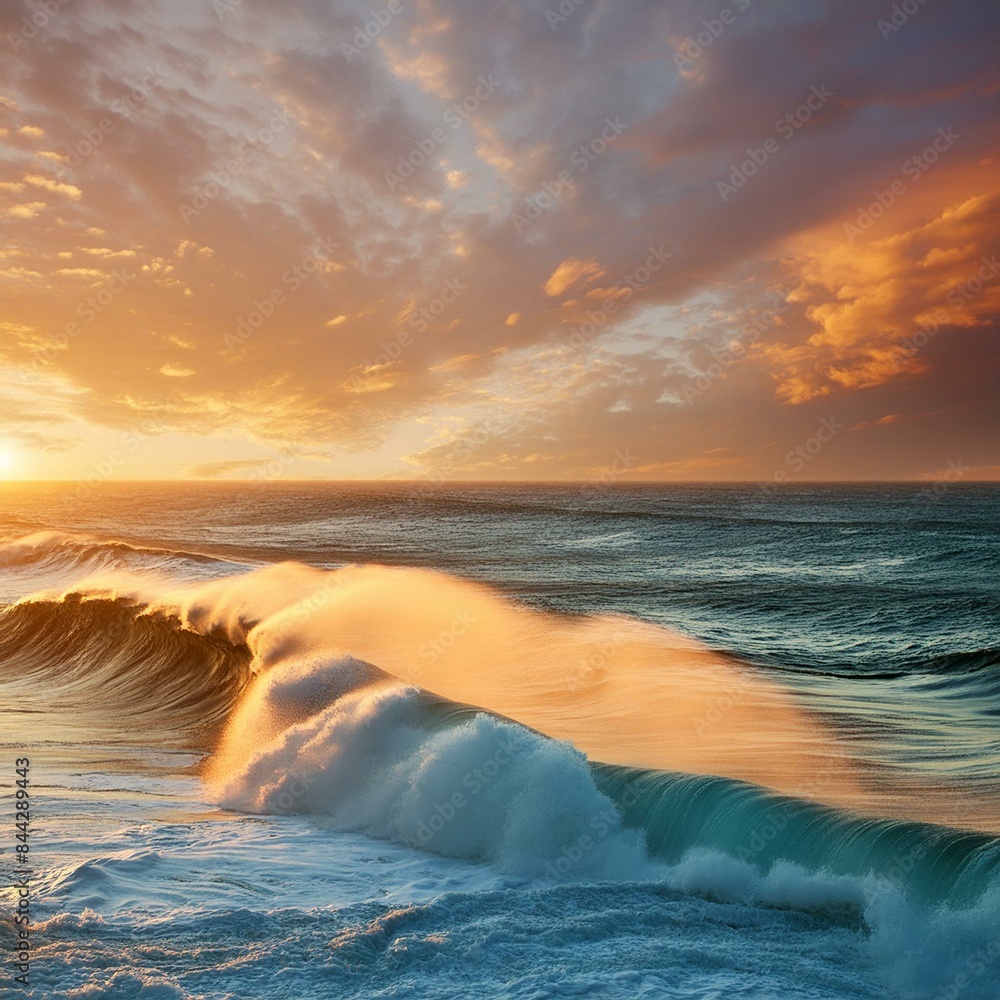 Sunset and waves in ocean. Warmy water texture with bokeh,beach, sea ...