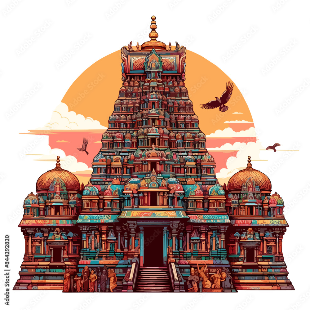 Meenakshi Amman Temple Tamil Nadu India Vector illustration Stock ベクター ...