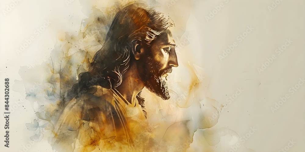 Watercolor painting depicting Jesus as a symbol of peace and faith in ...