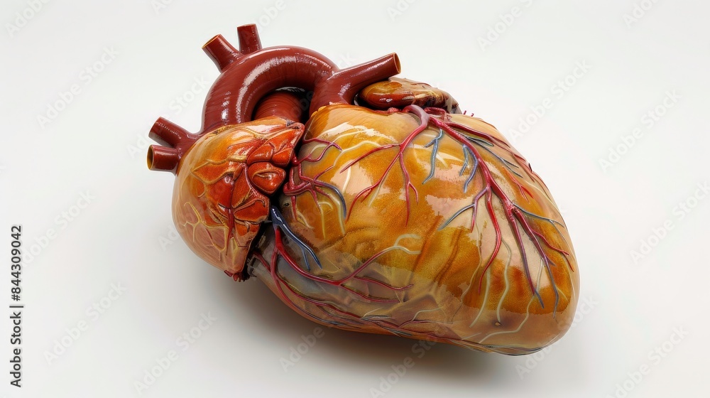 A detailed plastic model of the coronary arteries, showcasing their ...