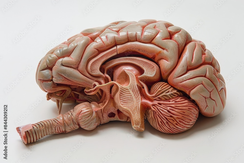 A realistic photo of a plastic model of the pineal gland, highlighting ...