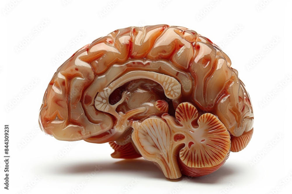 A realistic photo of a plastic model of the pineal gland, highlighting ...