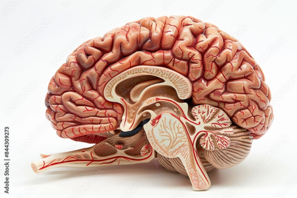 A detailed plastic model of the cerebellum, highlighting its structure ...