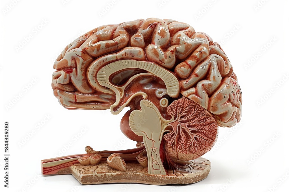 A detailed plastic model of the cerebellum, highlighting its structure ...