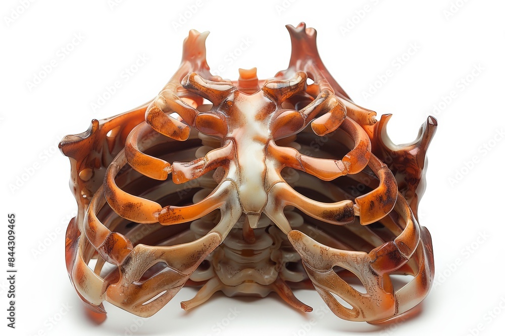 A plastic model of the diaphragm, highlighting its shape, muscle fibers ...