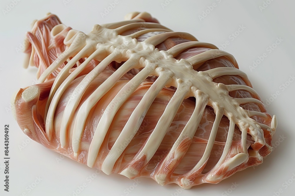 A plastic model of the diaphragm, highlighting its shape, muscle fibers ...