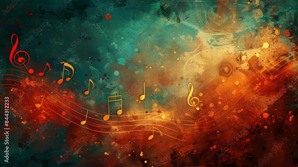 Complex forms of musical instruments A border surrounds the central ...