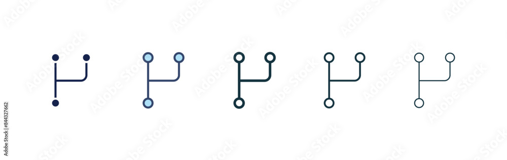Code Fork icon set. merge data request vector symbol. branch divert ...