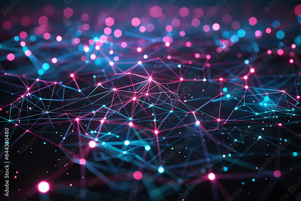 An abstract representation of data synchronization with glowing lines ...