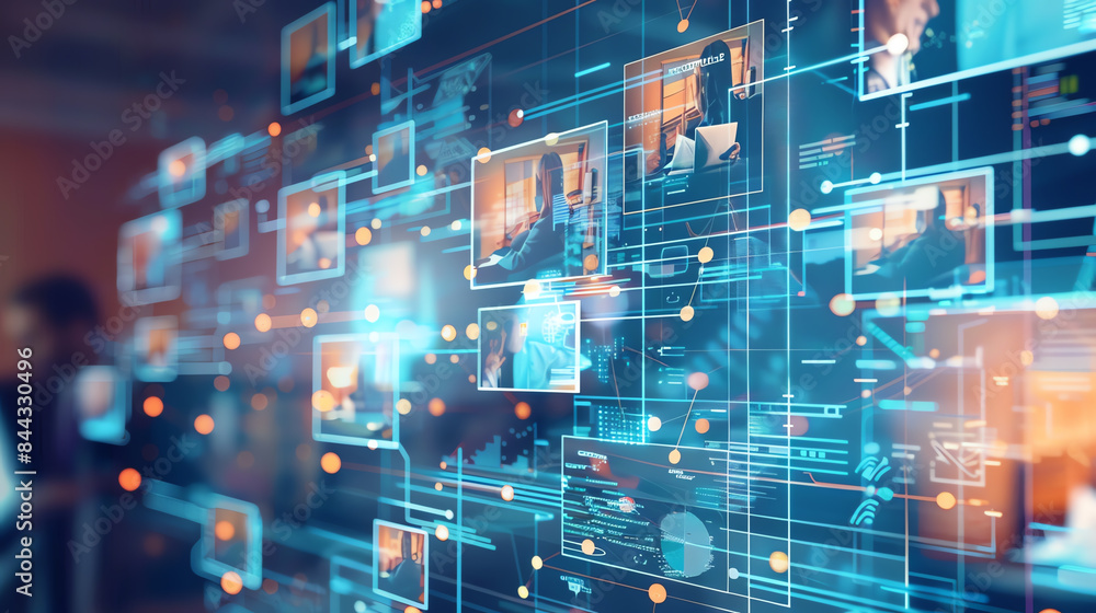 An advanced digital collaboration interface showing multiple users ...