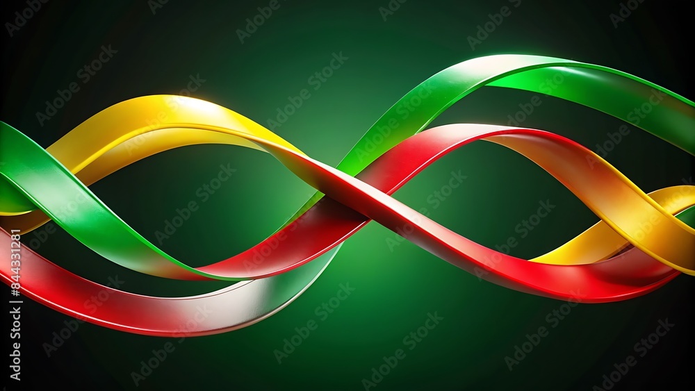 Embracing Juneteenth: Red, Yellow, and Green Ribbons of Unity Stock ...