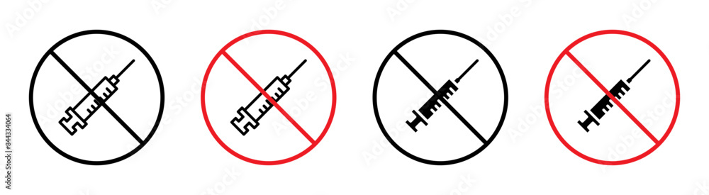 The no syringe sign prohibits the use of syringes, featuring a ...