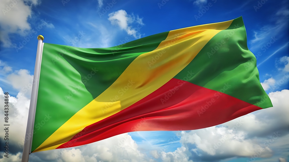 A single red Juneteenth flag waving proudly in the wind, with bold ... A single red Juneteenth flag waving proudly in the wind, with bold ...