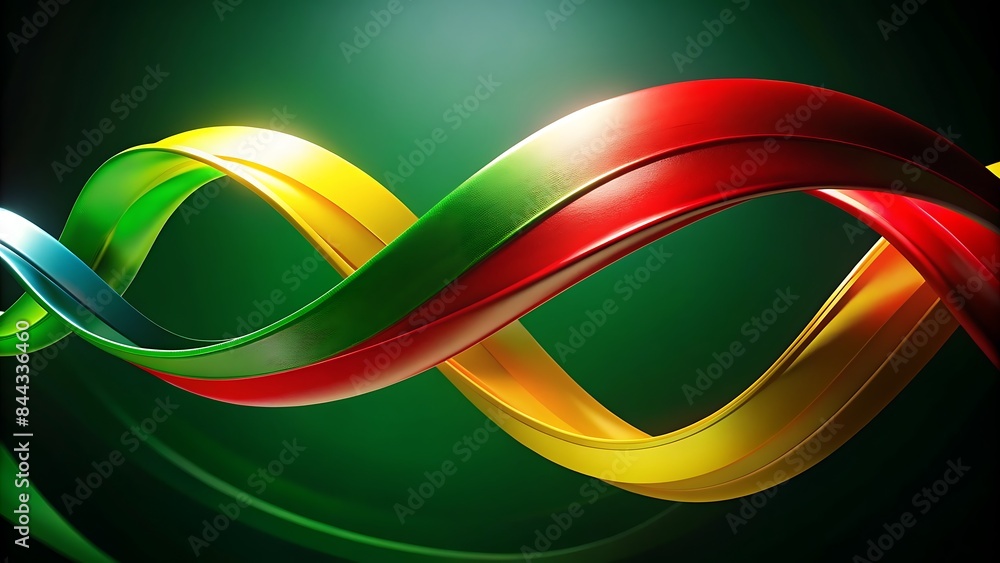 Embracing Juneteenth: Red, Yellow, and Green Ribbons of Unity Stock ...