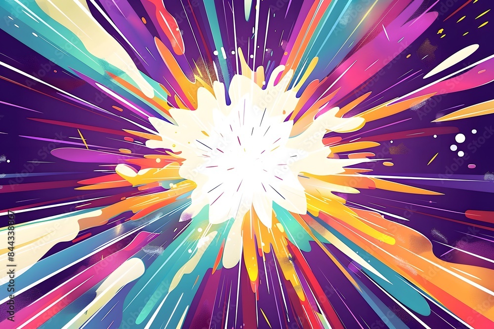 vector cartoon explosion background with splash, pop art style, bright ...