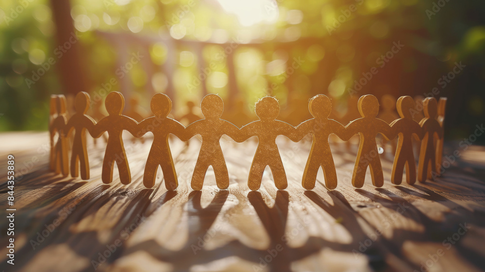 Paper doll chain of people holding hands, symbolizing unity and ...