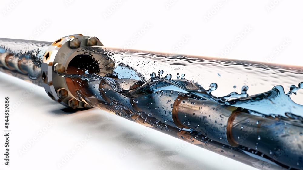 Detailed image showing a cross-sectional view of a pipe with liquid ...