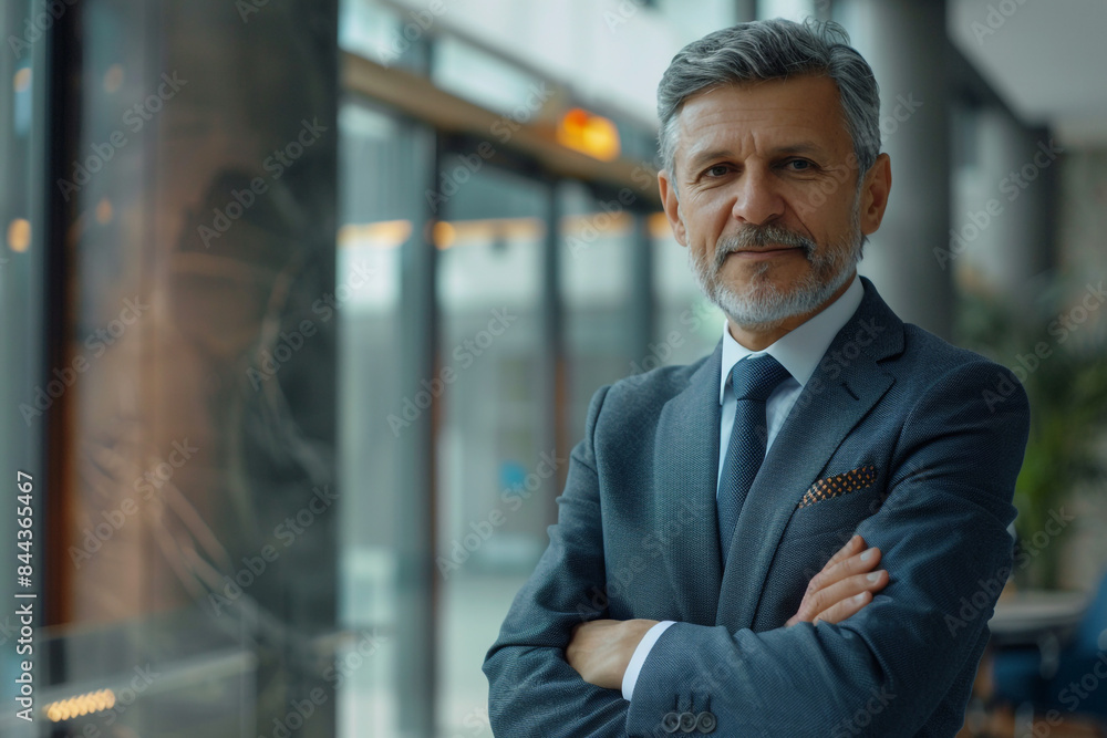 Portrait of successful mature boss, senior businessman in business suit ...