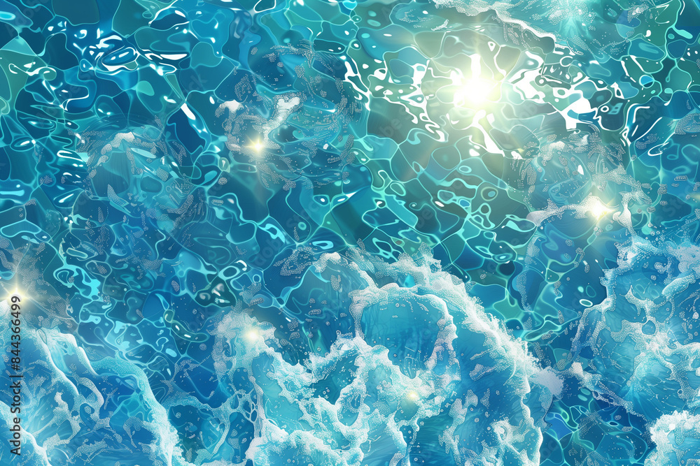 Caustic light effect in water surface bg pattern. Pool or ocean ripple ...