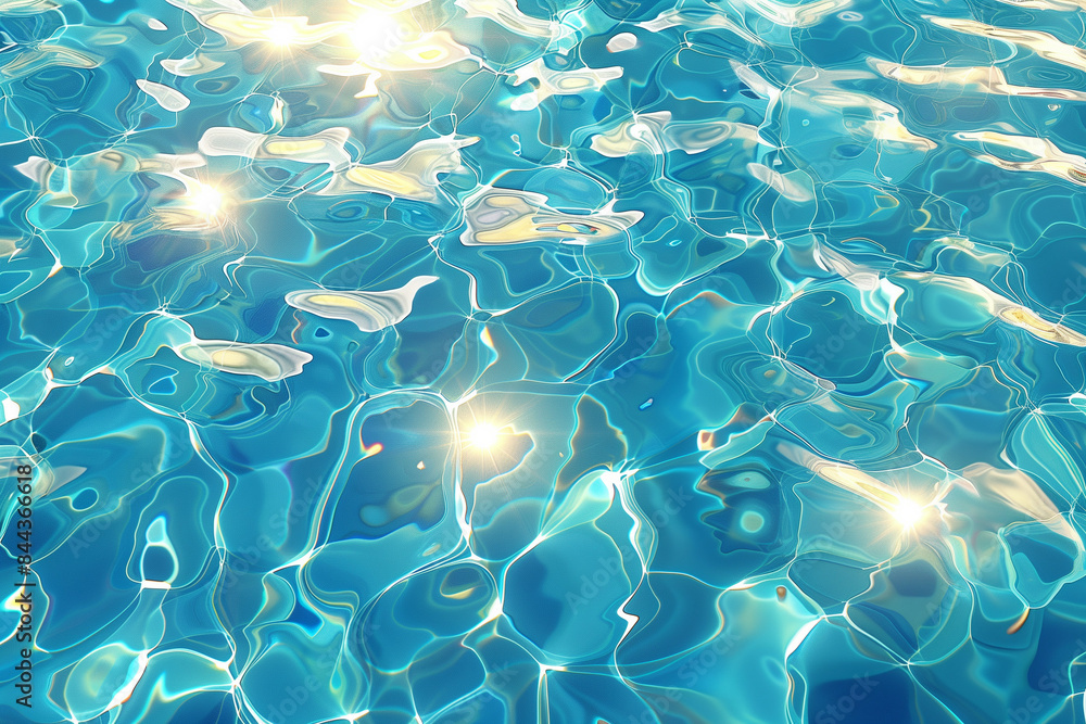 Caustic light effect in water surface bg pattern. Pool or ocean ripple ...