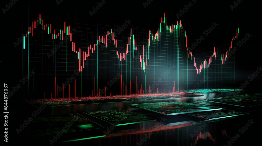 stock market trading chart with candlestick and line charts Stock Photo ...