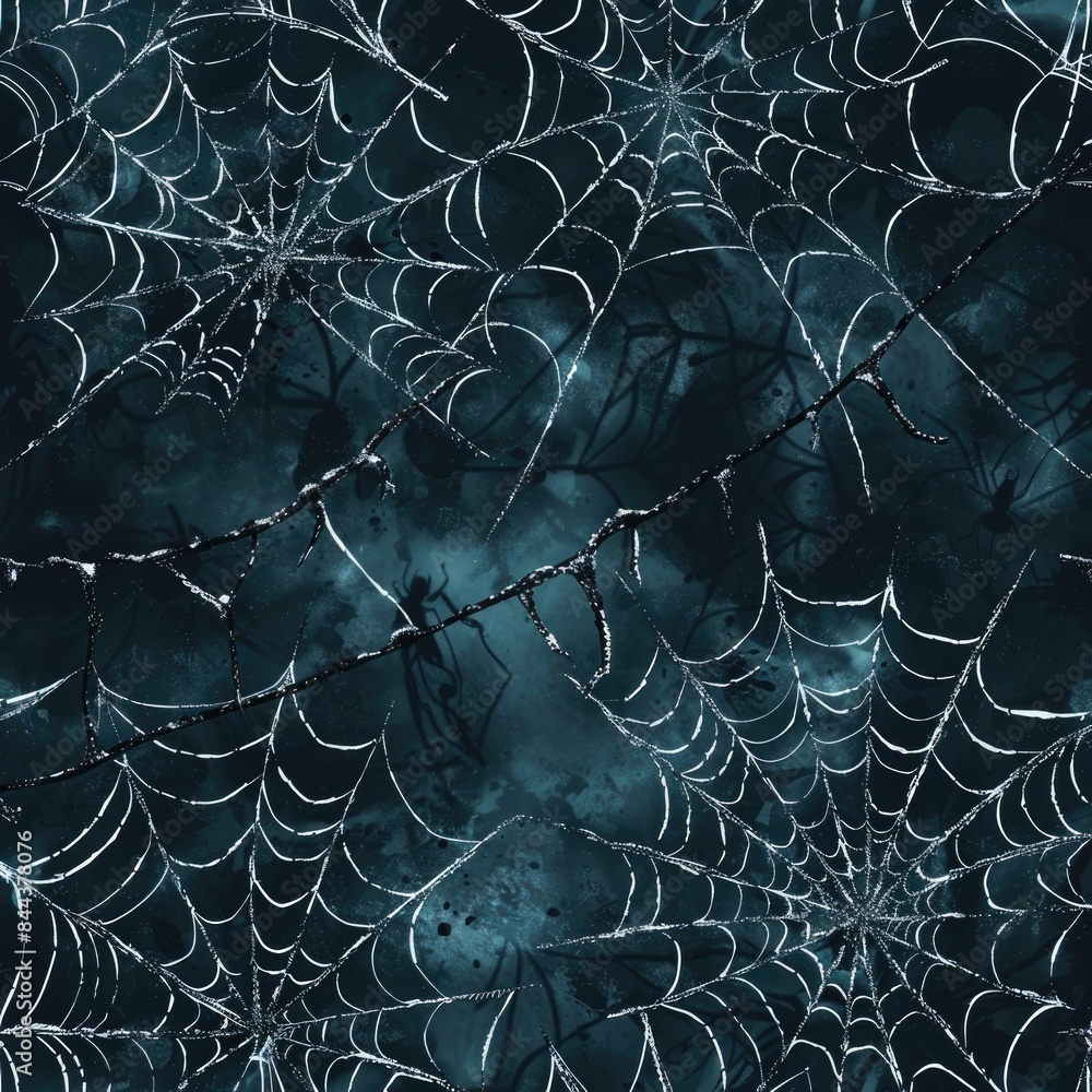 Design a seamless background with creepy spider webs and dark shadows ...