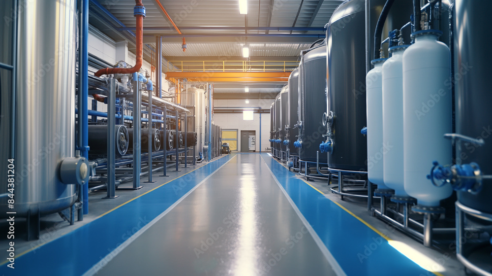 Large industrial water treatment rooms and boiler rooms Steel metal ...