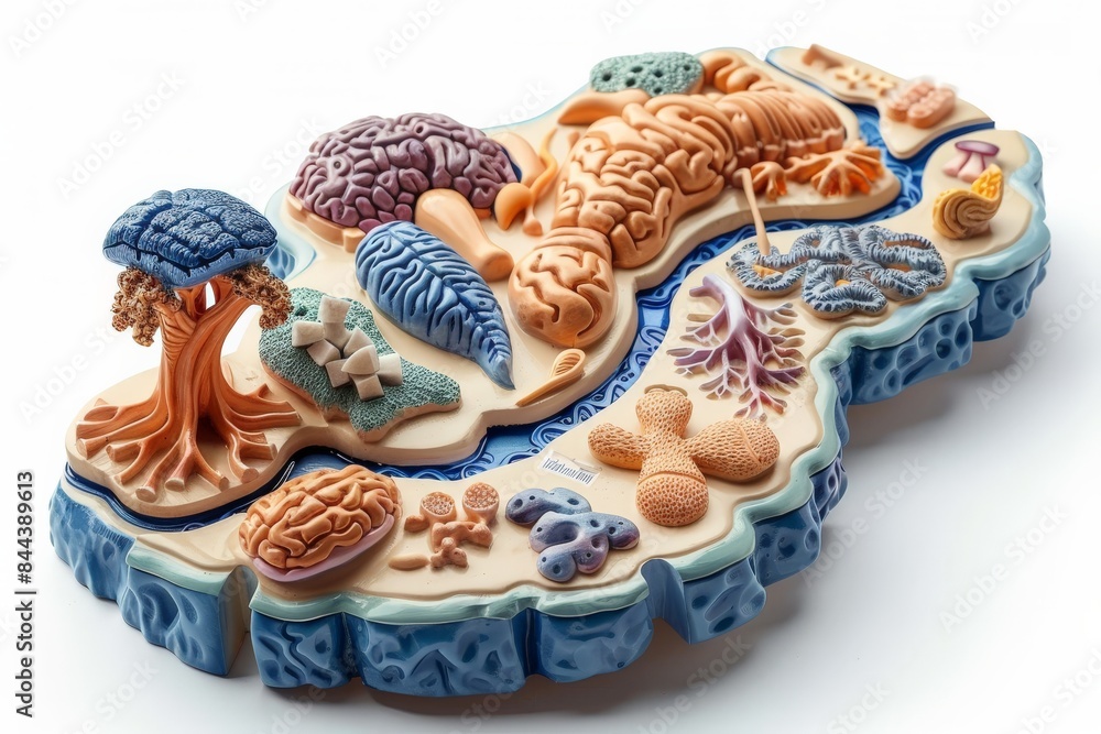 A plastic model of the endocrine system, highlighting glands like the ...