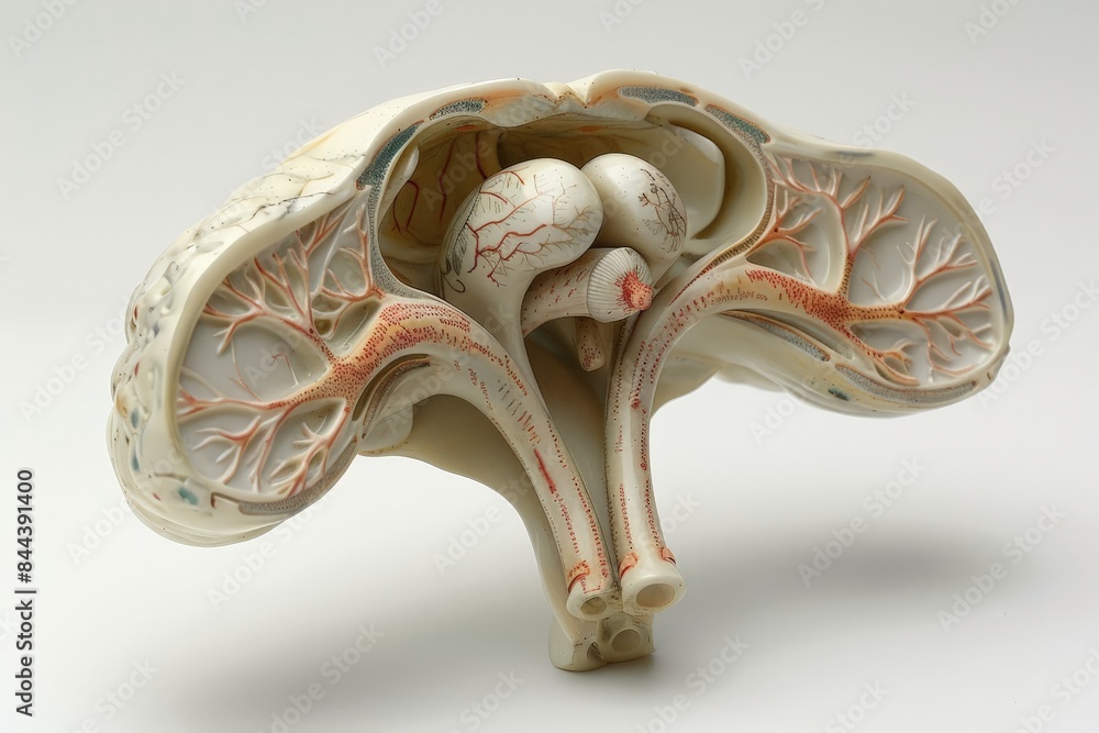 A plastic model of the uterus, showcasing its structure, including the ...