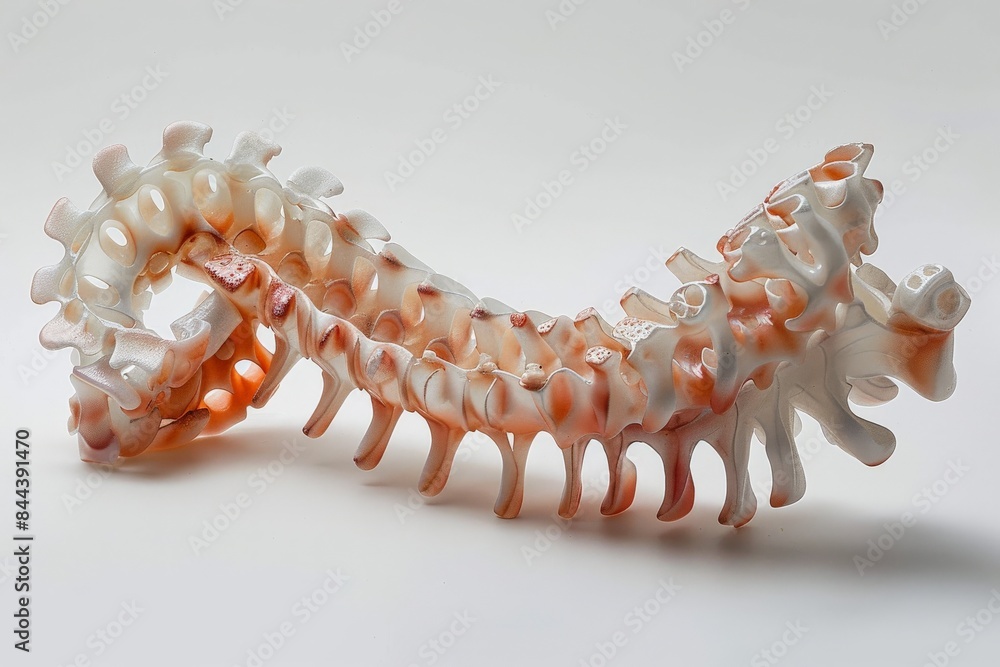 A detailed plastic model of the trachea, highlighting its cartilage ...