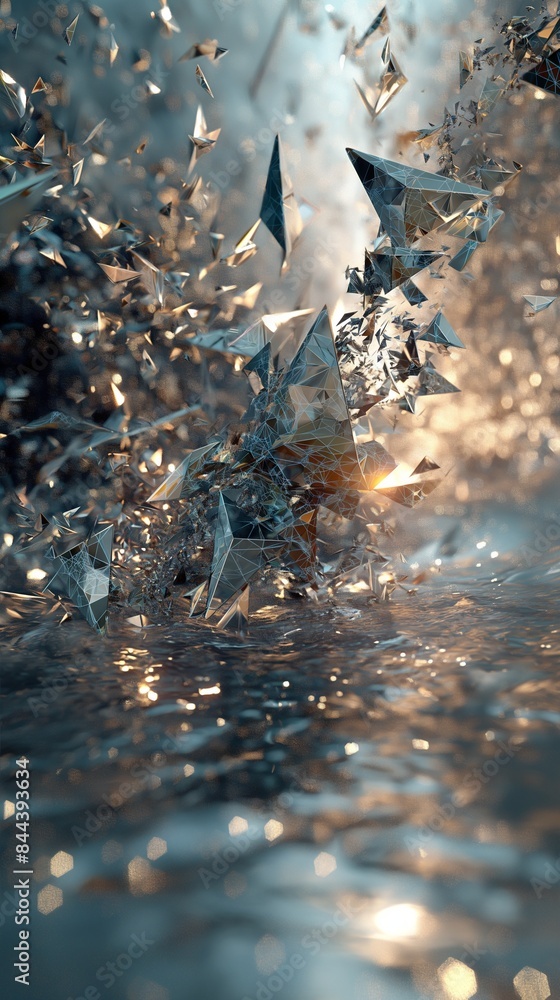 An explosion of prismatic triangles cascading like a waterfall ...