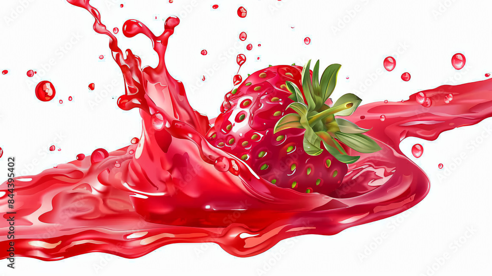 Red berry Jam splash with little bubbles fruit syrup isolated on ...
