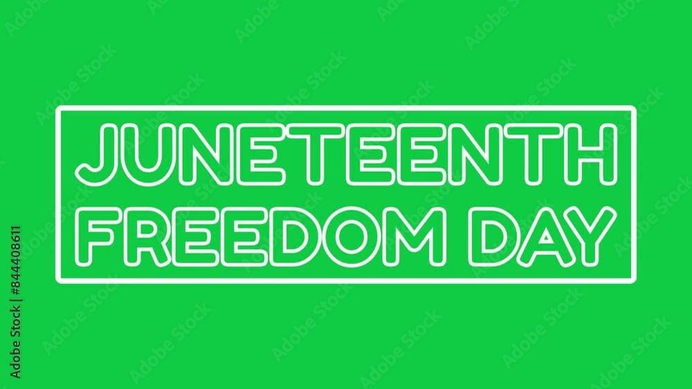 Juneteenth freedom day text with stroke animation in green screen and ...