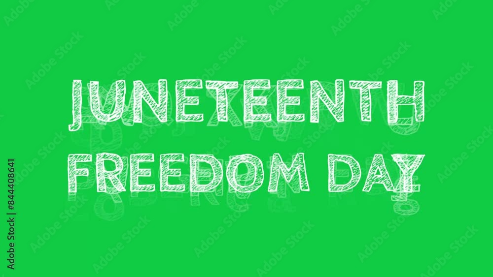 Juneteenth freedom day text with raining characters animation in green ...
