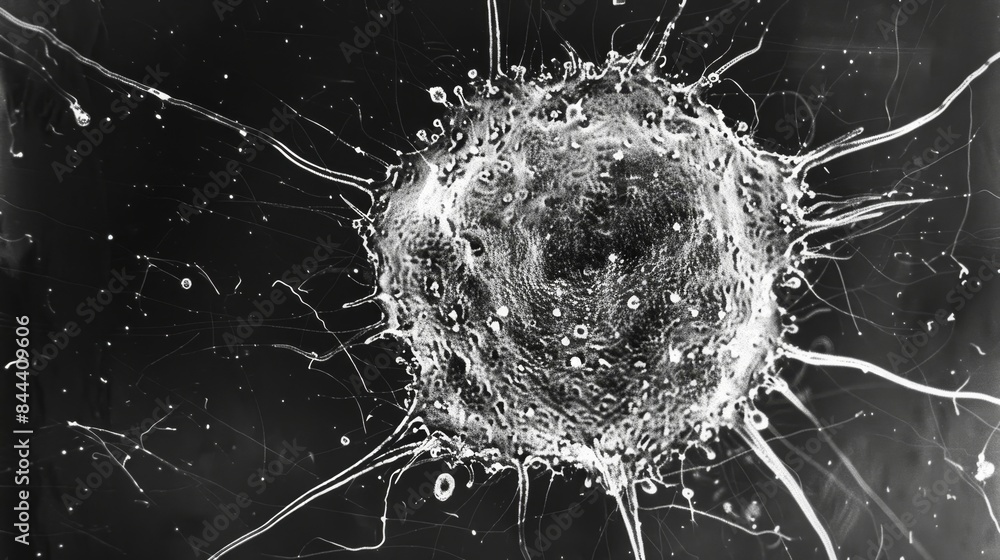 An electron micrograph of a cell with dilated ER cisternae and ...