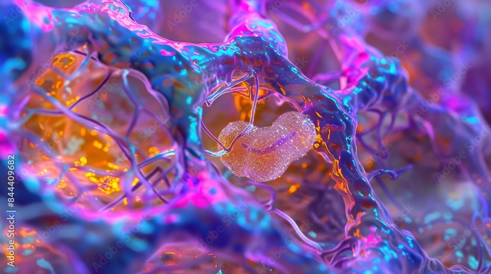 Enlarged image of insulin receptors on pancreatic beta cells the cells ...