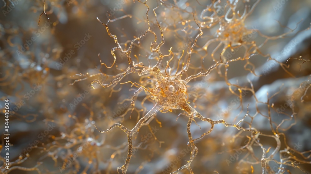 Higher magnification shows the complex morphology of interneurons with ...