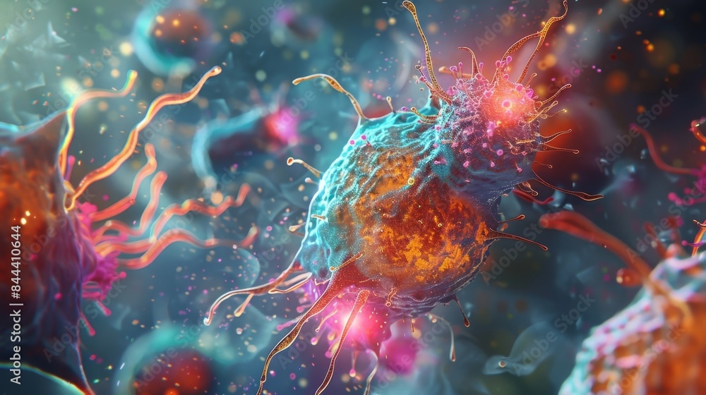 Microscopic visualization of natural killer cells detecting and ...